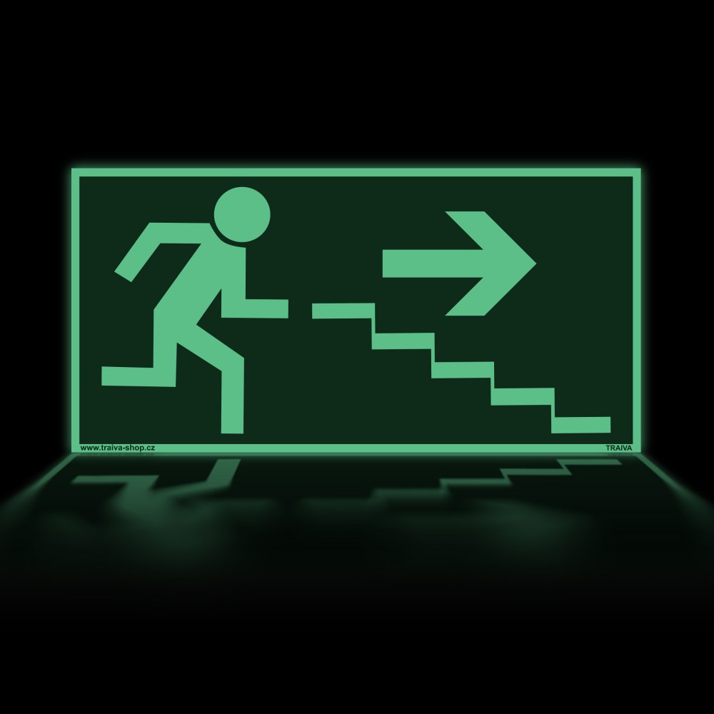 Escape stairs right down sign | E-safetyshop.eu