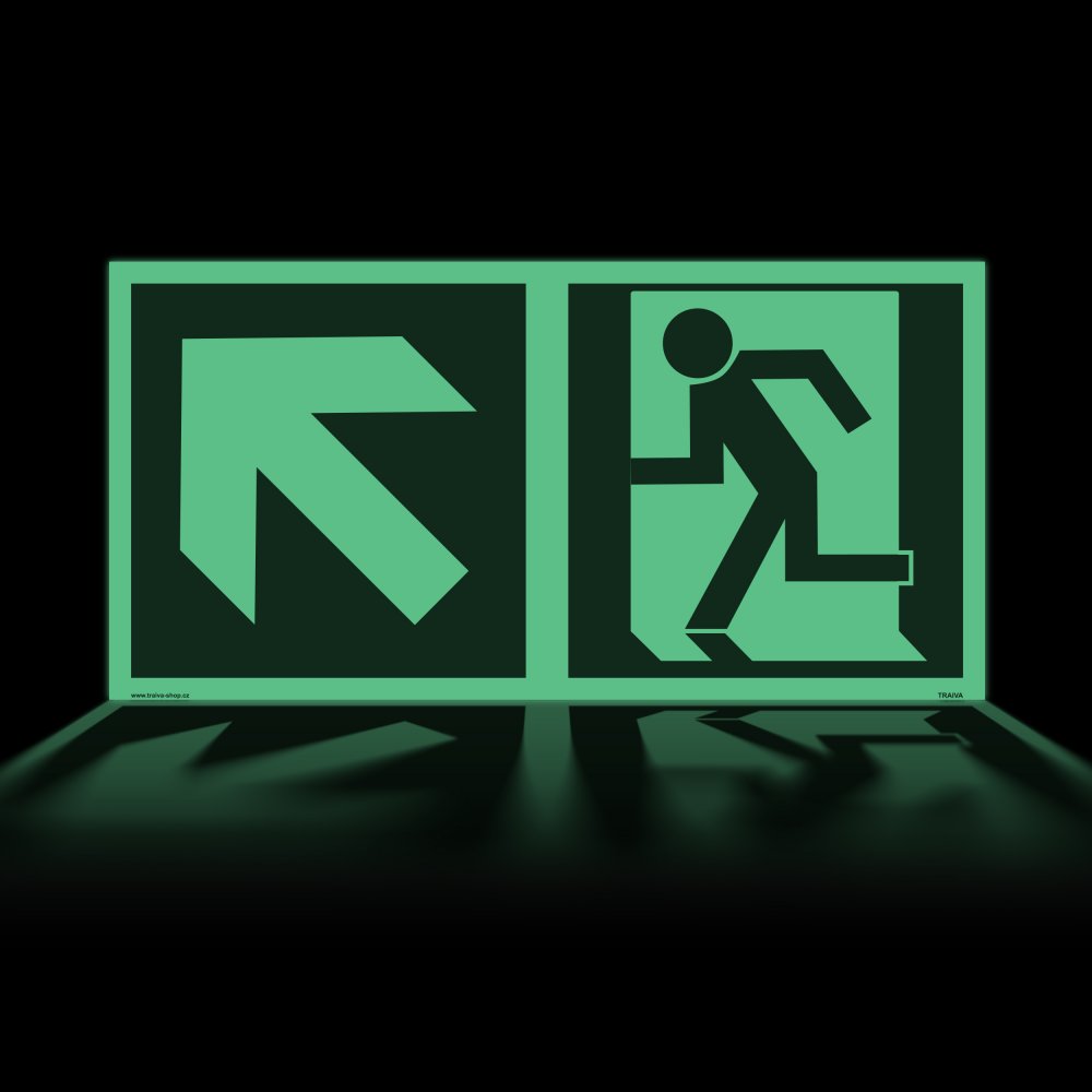 Emergency exit (top left) EN ISO 7010 | E-safetyshop.eu
