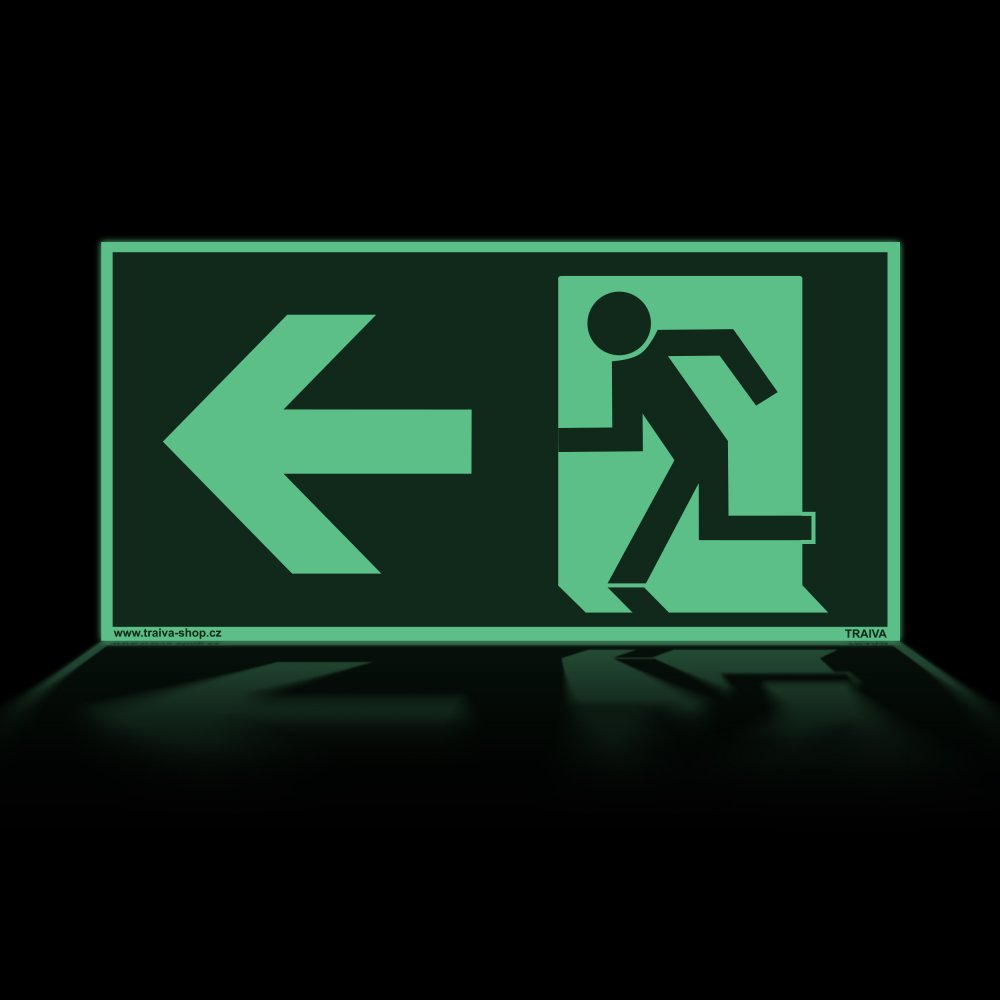 Emergency exit left EN ISO 7010 | E-safetyshop.eu